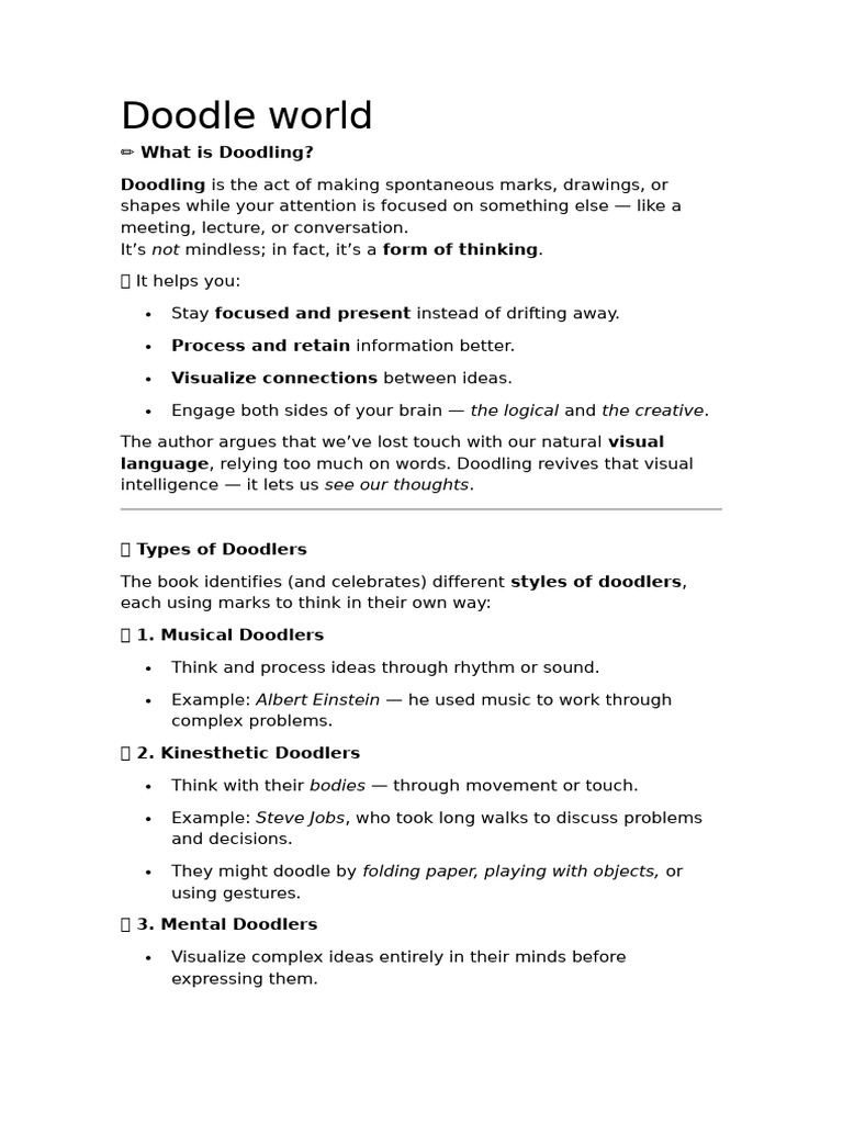 What Is Doodling | PDF | Thought | Mind