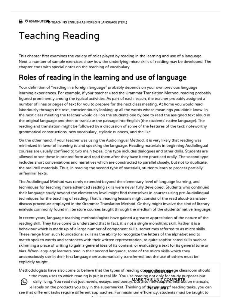 5 Teaching Reading | PDF | Reading Comprehension | Essays