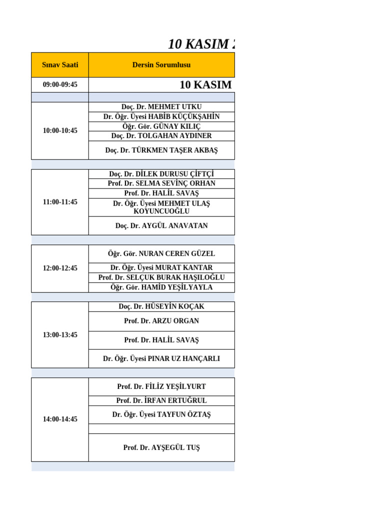 Sinav Programi | PDF