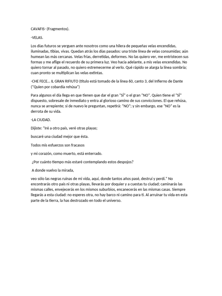 CAVAFIS (Fragmentos). | PDF