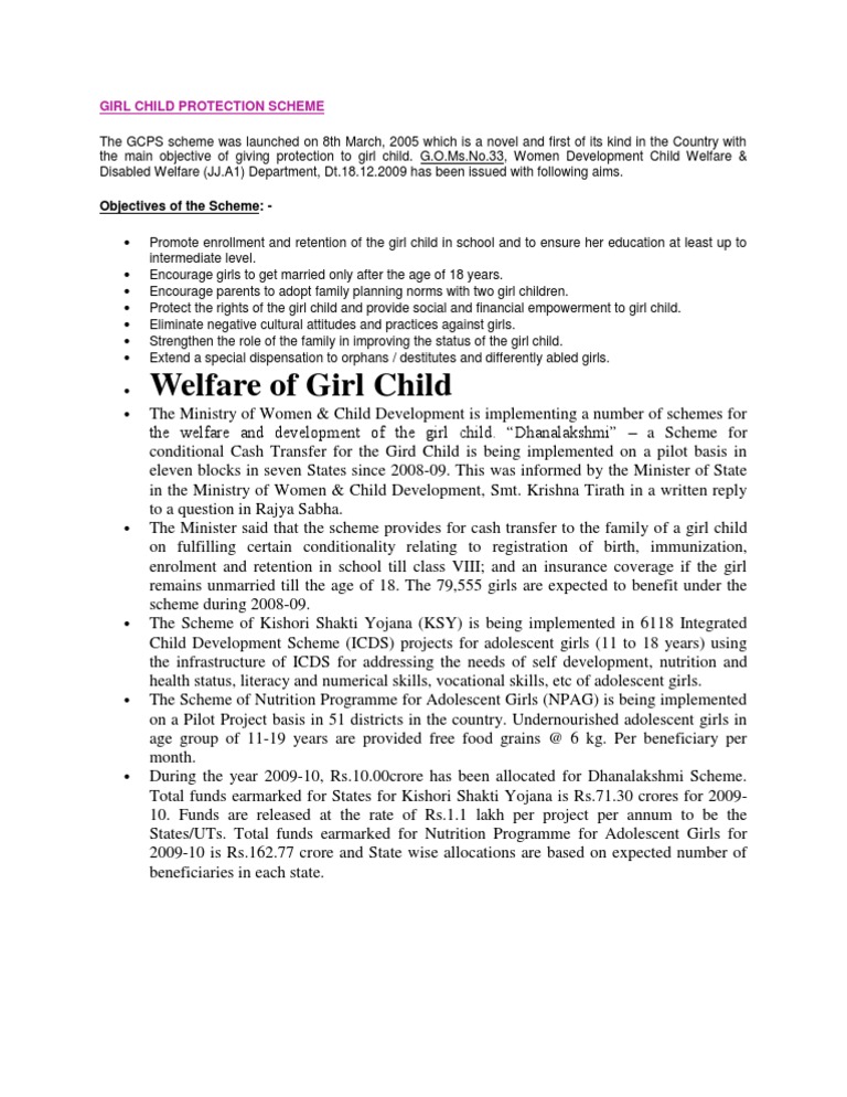 Girl Child | PDF | Welfare | Child Development
