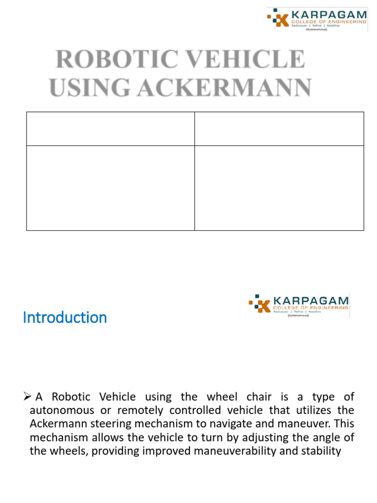 Robotic Vehicle Using Ackerman | PDF | Wheelchair | Robotics