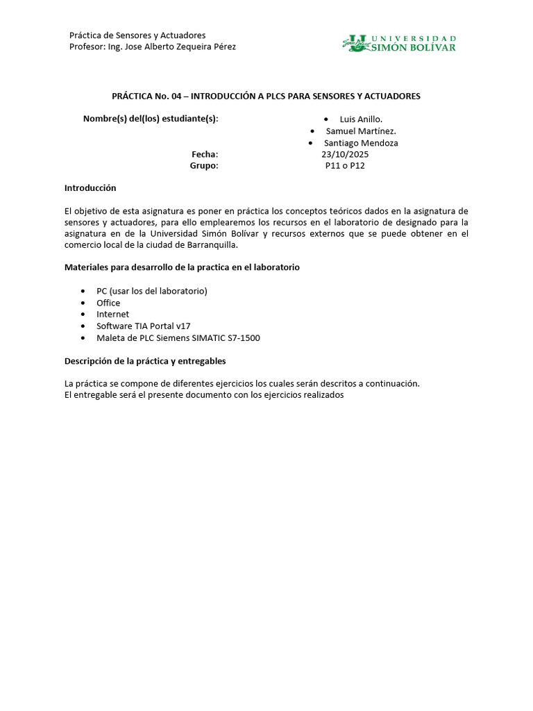 Introducción a PLCs para Sensores y Actuadores | PDF | Controlador lógico programable ...