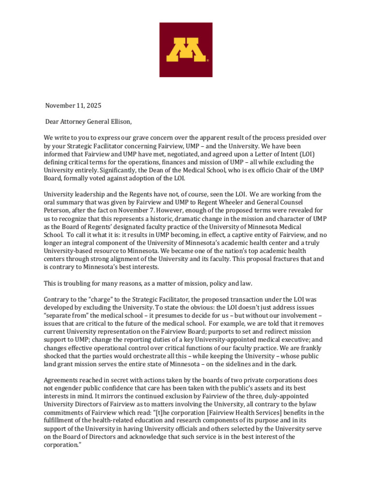 25.1111.BOR Leadership Letter To AG Ellison | PDF | Mediation