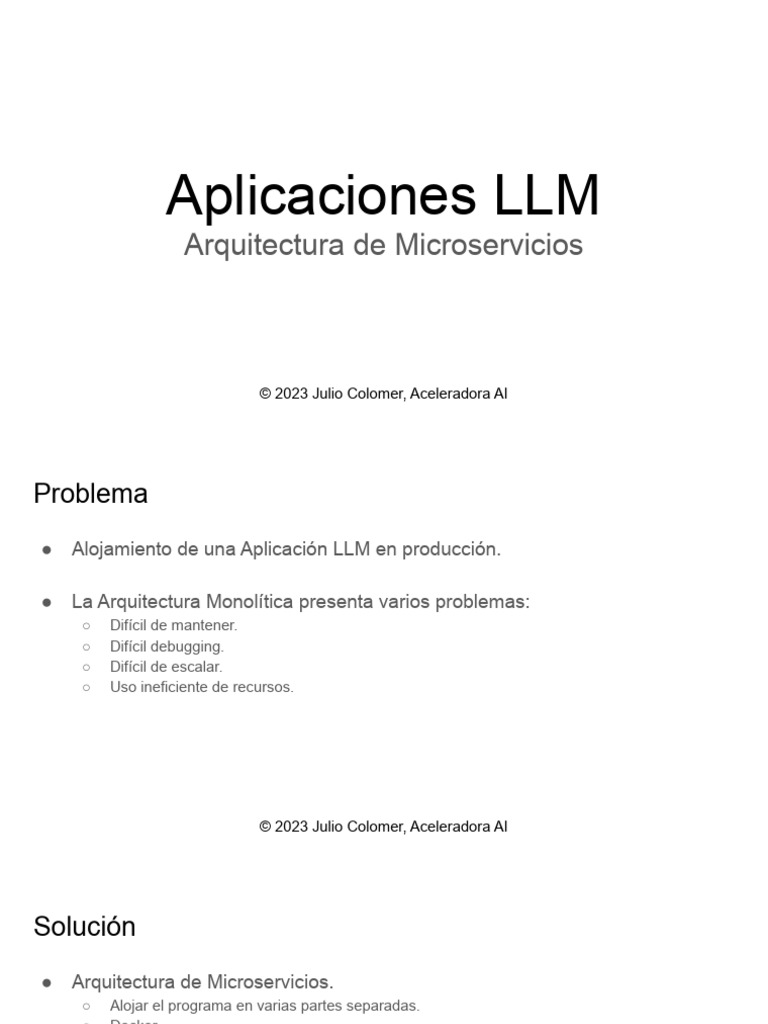 Aplicaciones LLM: Arquitectura de Microservicios | PDF