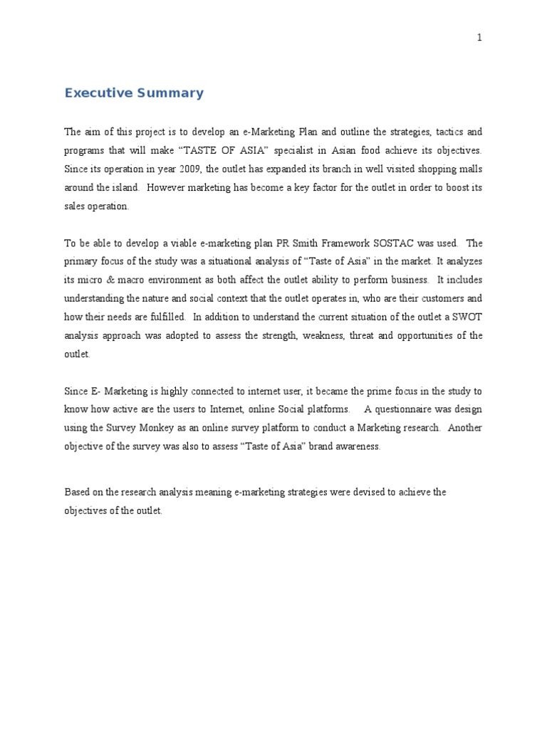 Taste of Asia Final Draft | PDF | Survey Methodology | Strategic Management