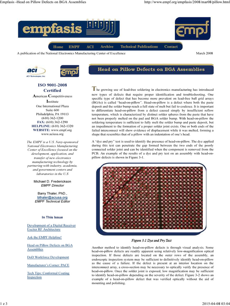 Empfasis - Head On Pillow Defects On BGA Assemblies | PDF | Soldering