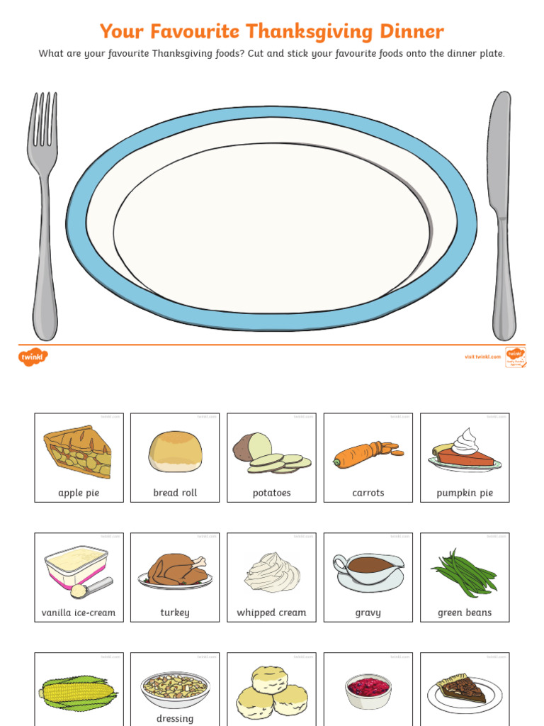 T TP 8038 Your Favourite Thanksgiving Dinner Cut and Paste Activity | PDF