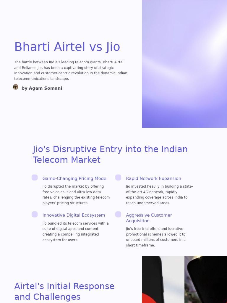 Bharti Airtel Vs Jio Leadership&BusinessEnvironment AgamSomani | PDF | Cloud Computing | Brand