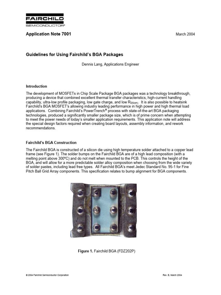 Guidelines For Using Fairchild's BGA Packages | PDF | Solder | Soldering