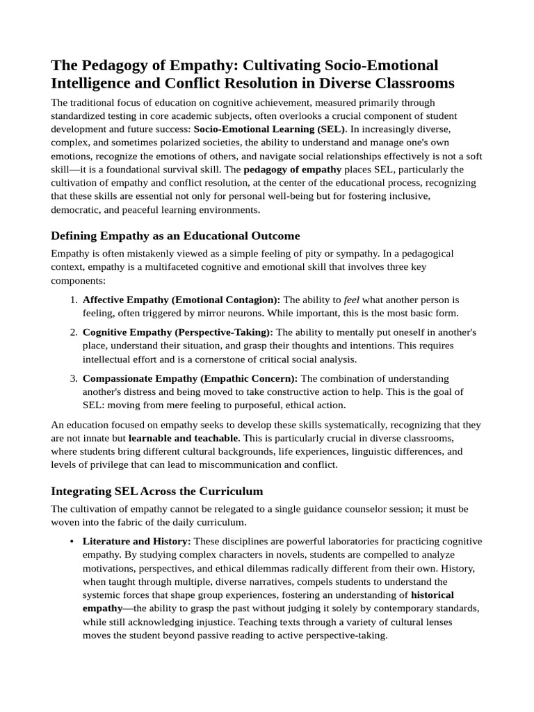 Empathy in Education: SEL & Conflict Resolution | PDF | Empathy ...