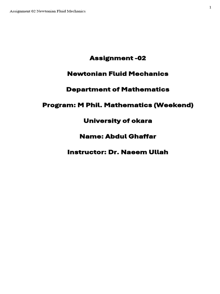 Newtonian Fluid Mechanics by Abdul Ghaffar | PDF | Fluid Dynamics | Fluid Mechanics