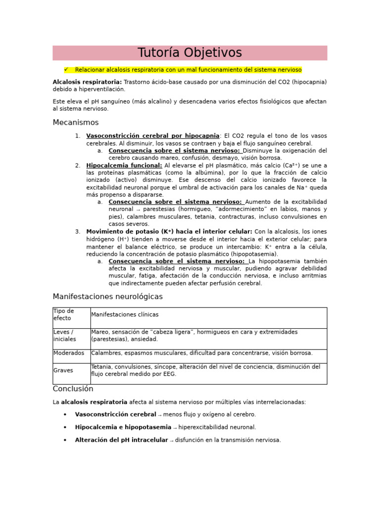 Tutoría Objetivos | PDF | Orina | Riñón