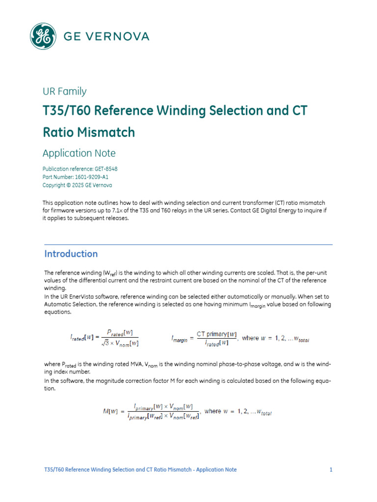 T35/T60 Winding Selection & CT Mismatch Guide | PDF | Electric Power ...