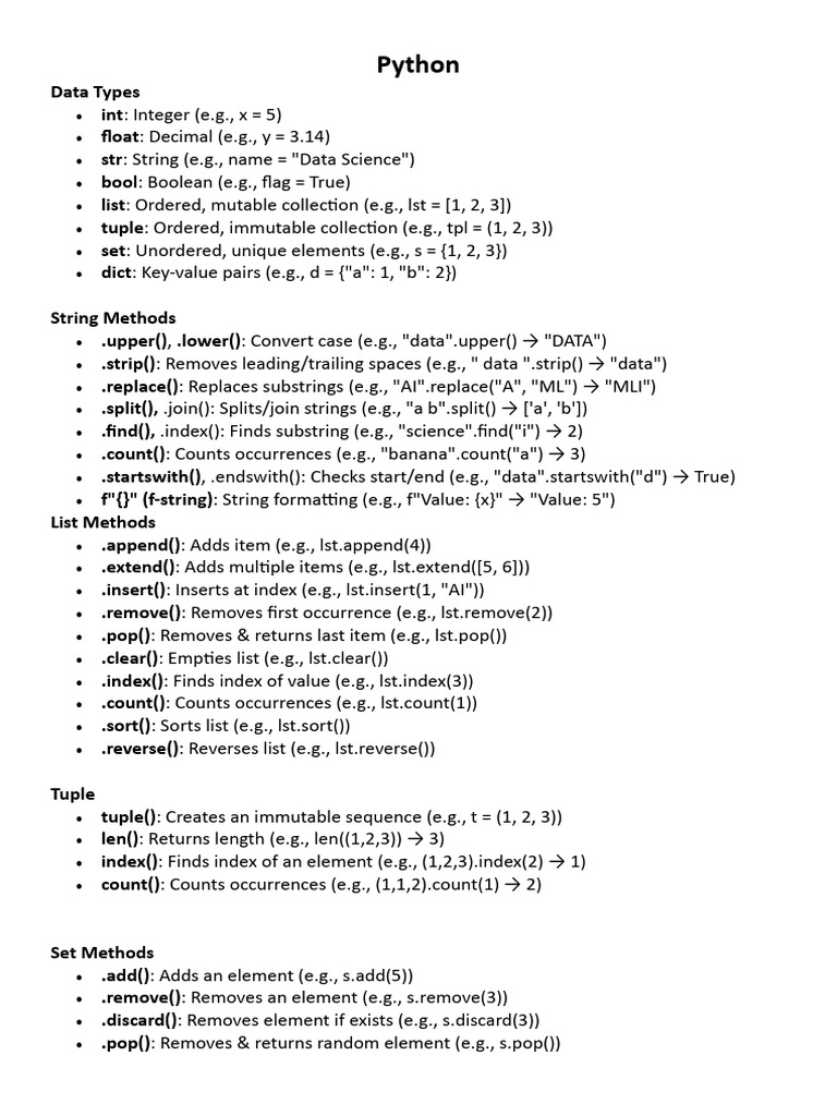 Complete Data Scientist Short Points | PDF | Class (Computer Programming) | Method (Computer ...