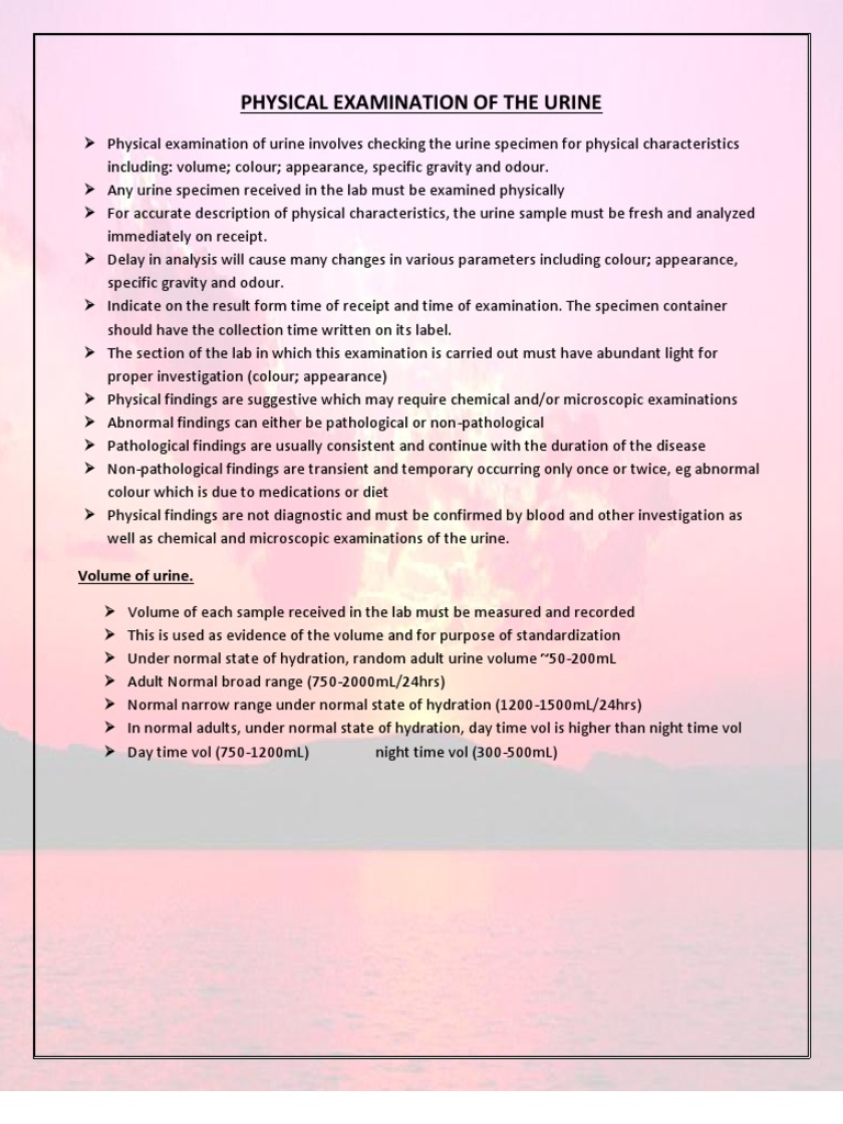 Physical Examination of Urine Analysis | PDF | Urine | Kidney