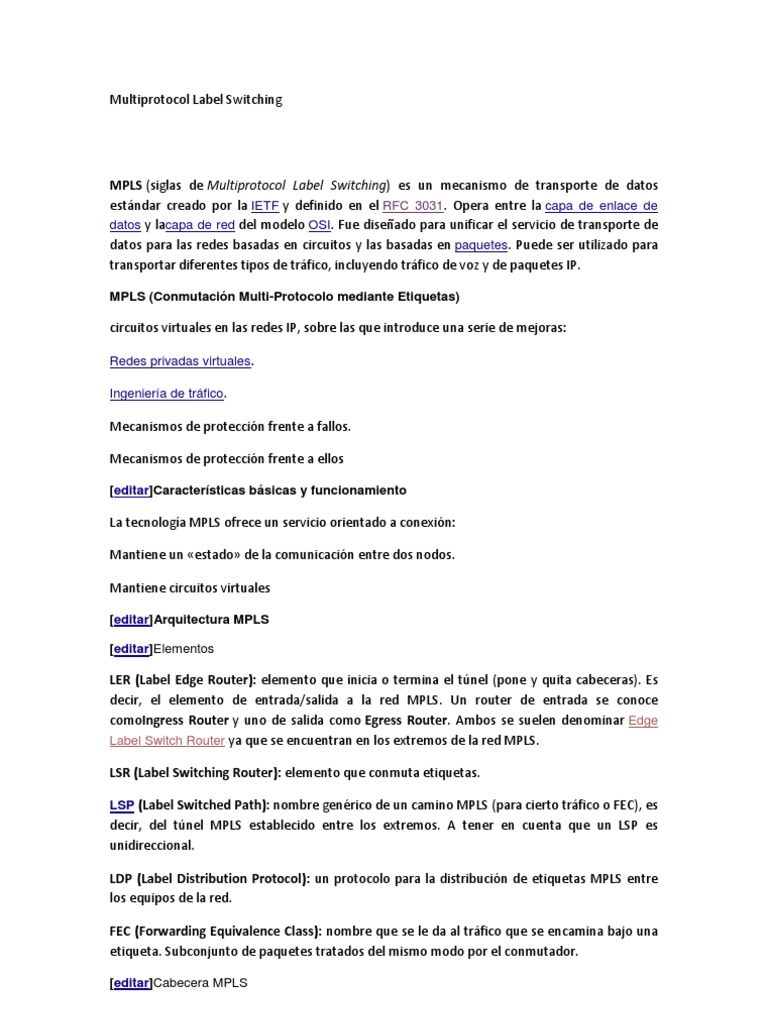 Mpls Pdf Enrutador Computación Protocolos De Internet