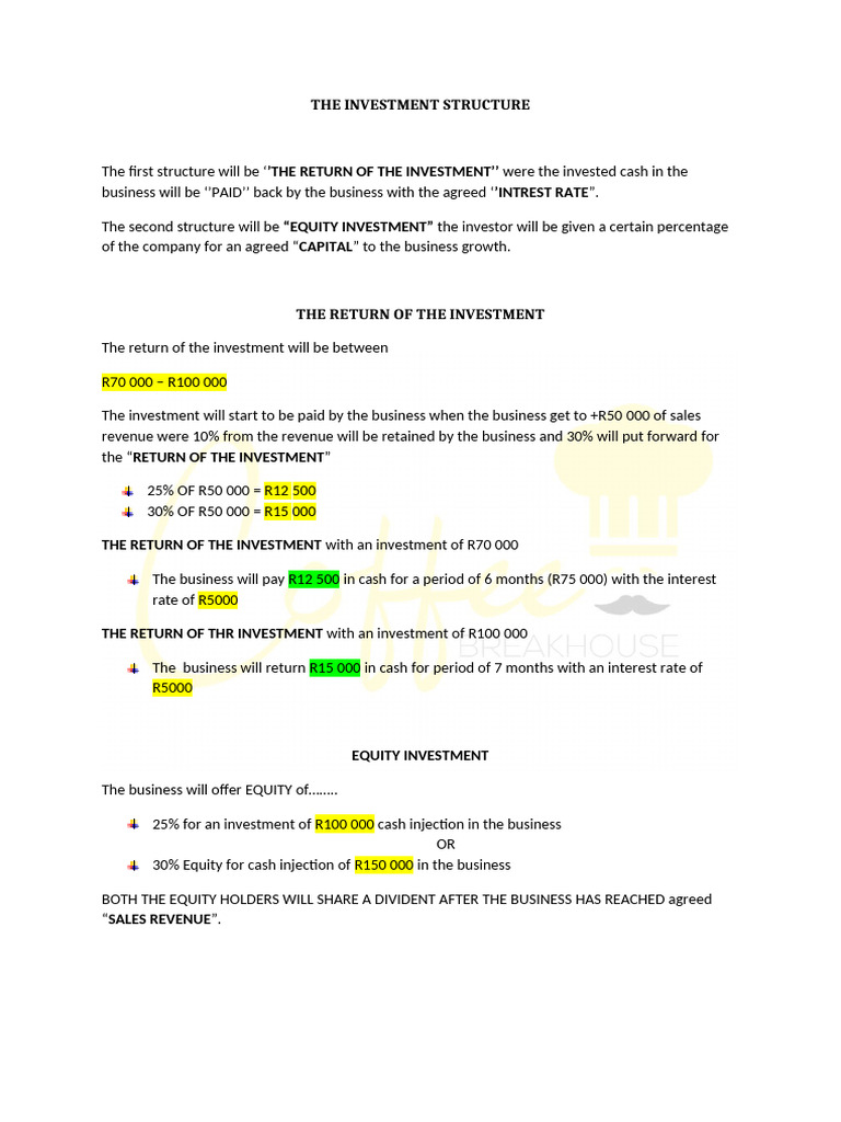 Investment Structure For Investor | PDF