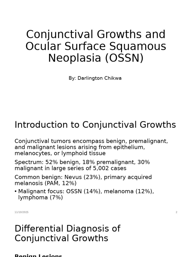 Conjunctival Growths and OSSN Overview | PDF | Neoplasms | Medical ...