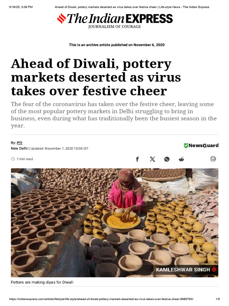 Ahead of Diwali, Pottery Markets Deserted as Virus Takes Over Festive ...