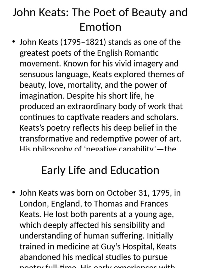 John Keats: Master of Romantic Poetry | PDF | John Keats | Poetry