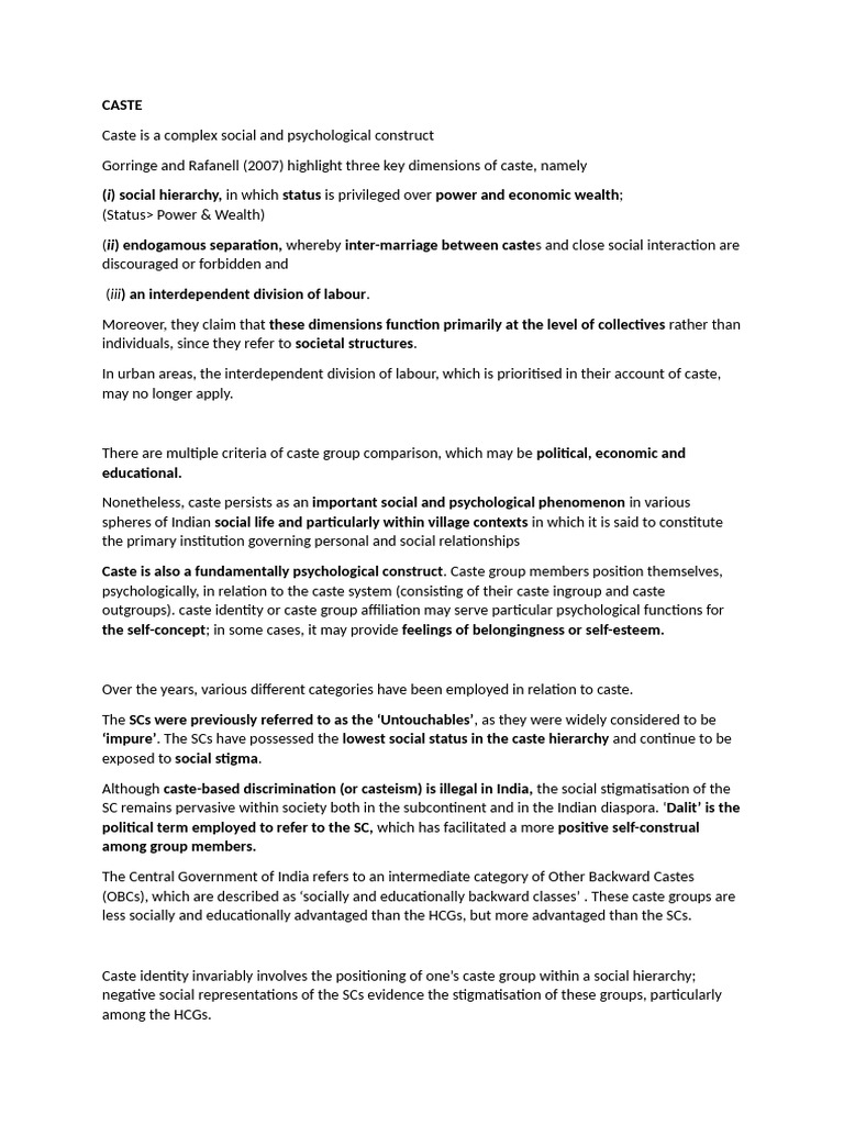 CASTE | PDF | Caste | Multilingualism