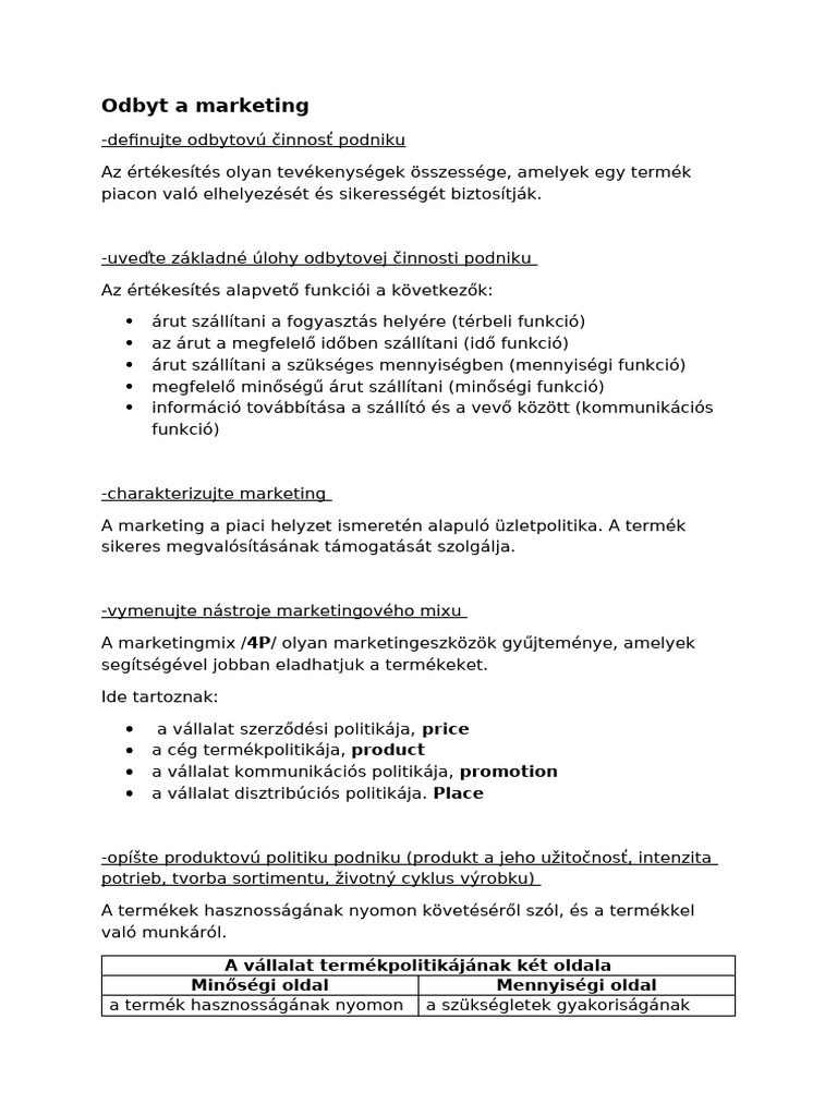 Odbyt A Marketing | PDF