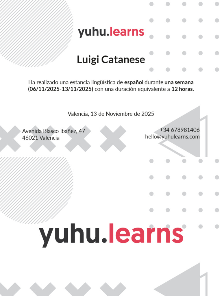 Certificados Español 611-1311 12h | PDF