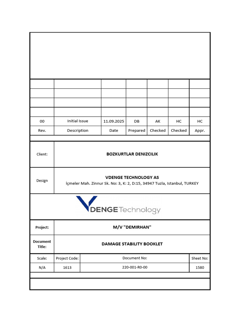 1613 220 001 r0 00 Damage Stability Booklet | PDF | Shipbuilding | Watercraft