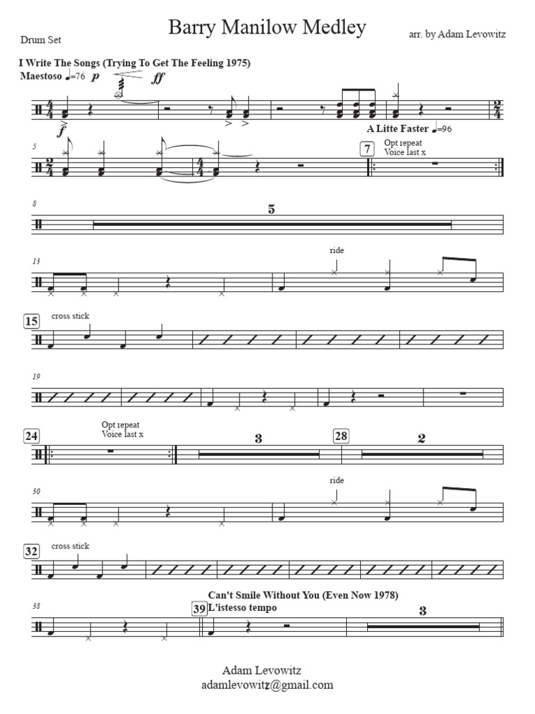 B.Manilow Medley-Drums | PDF