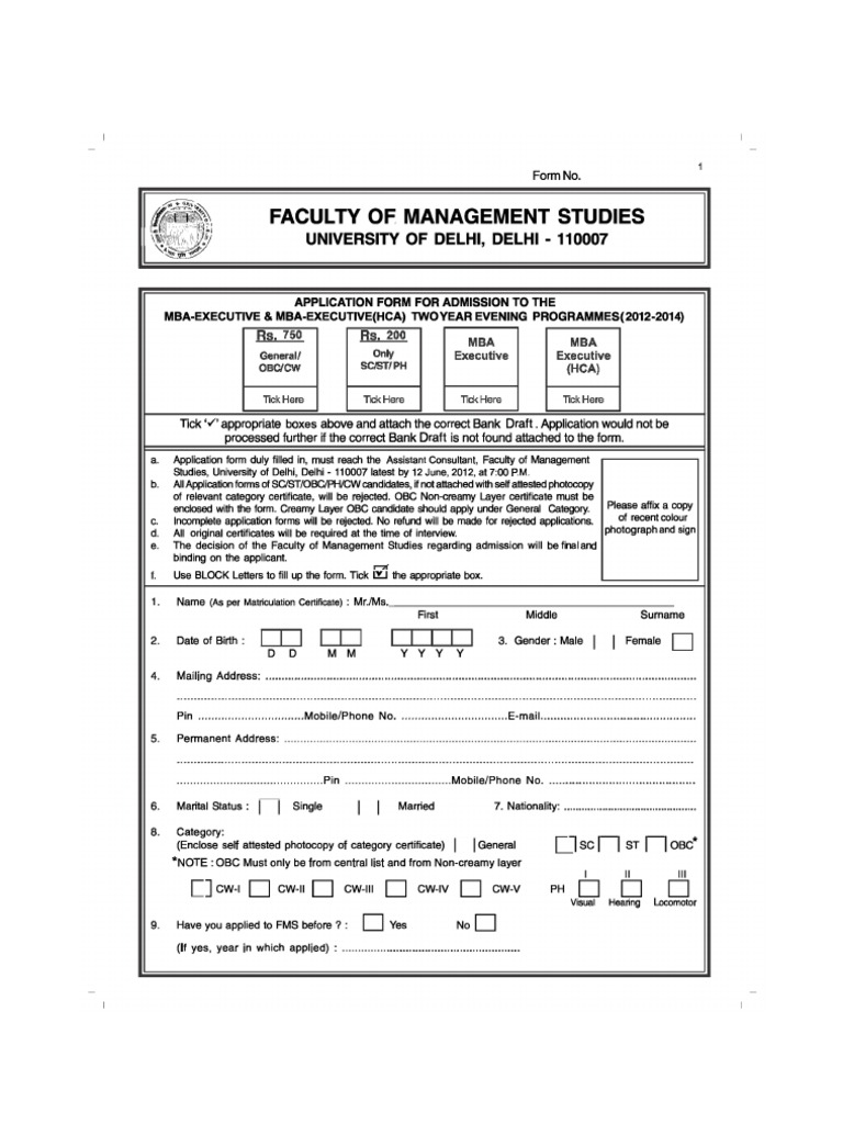 FMS Executive Mba Application | Government | Politics
