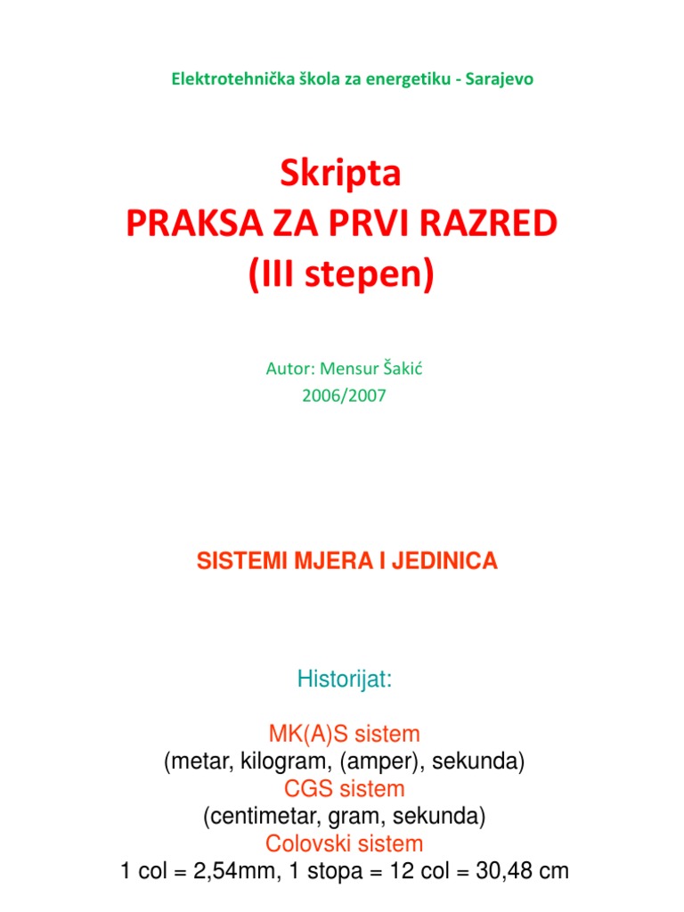 Skripta Praksa Za Prvi Razred III Stepen | PDF
