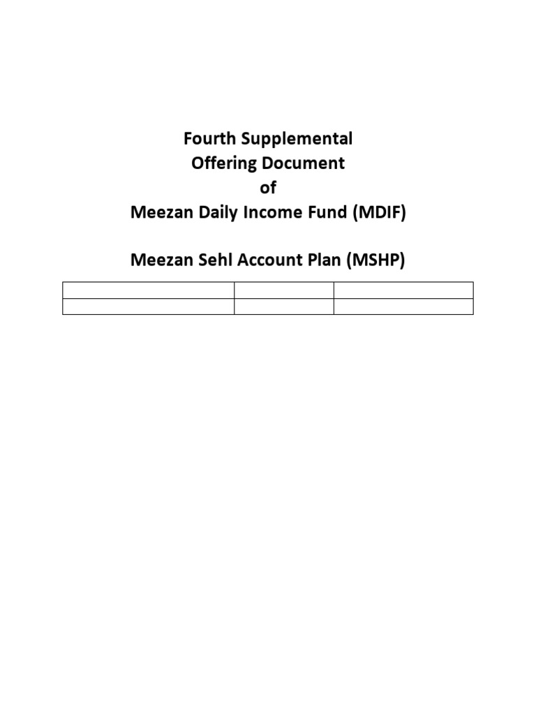 Fourth Supplemental Offering Document of MDIF MSHP | PDF | Investment ...