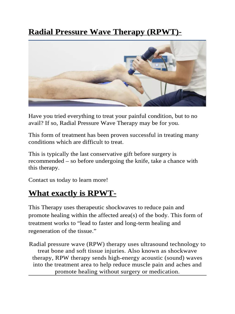 Radial Pressure Wave Therapy.pdf | PDF | Diseases And Disorders ...
