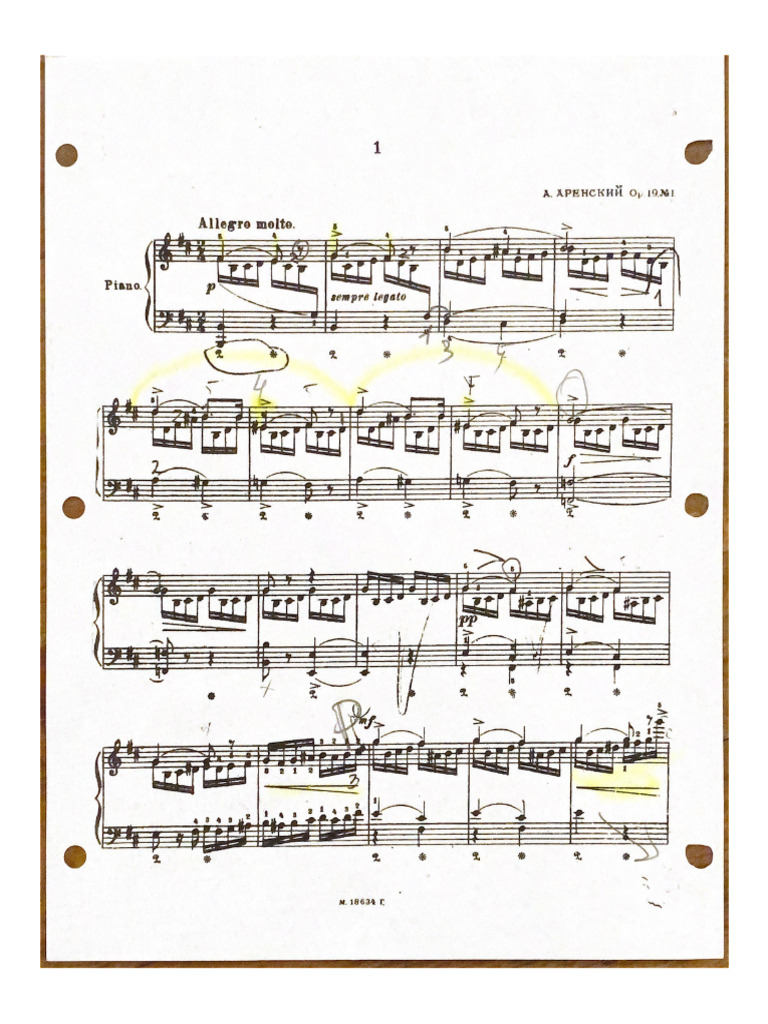 Arensky EtudeOp.19No.1 | PDF