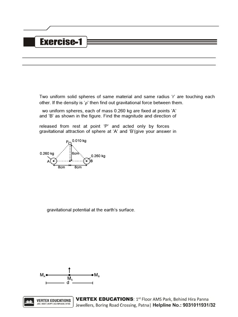 Exercise - 1 To 3 - Gravitation - English | PDF | Orbit | Mass