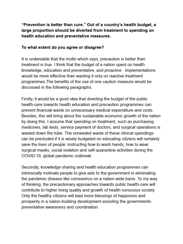 Prevention is Better Than Cure. | PDF