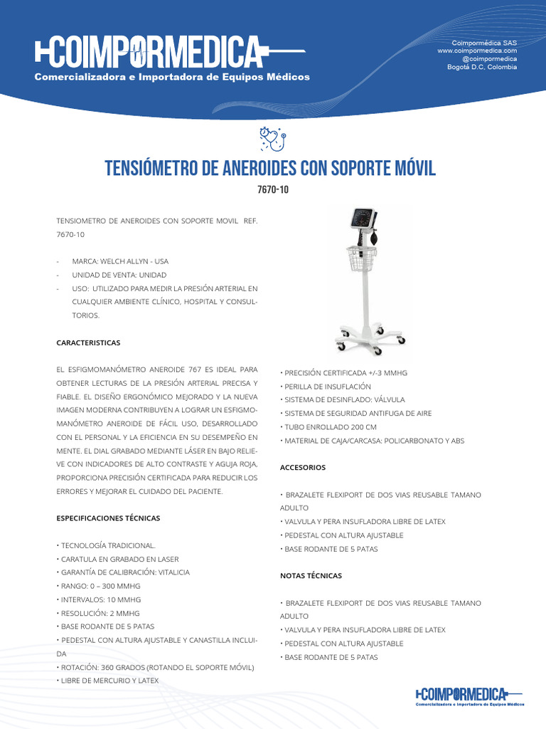 3. Fttensiometro de Aneroides Con Soporte Movil 7670 10 Ficha Tecnica ...