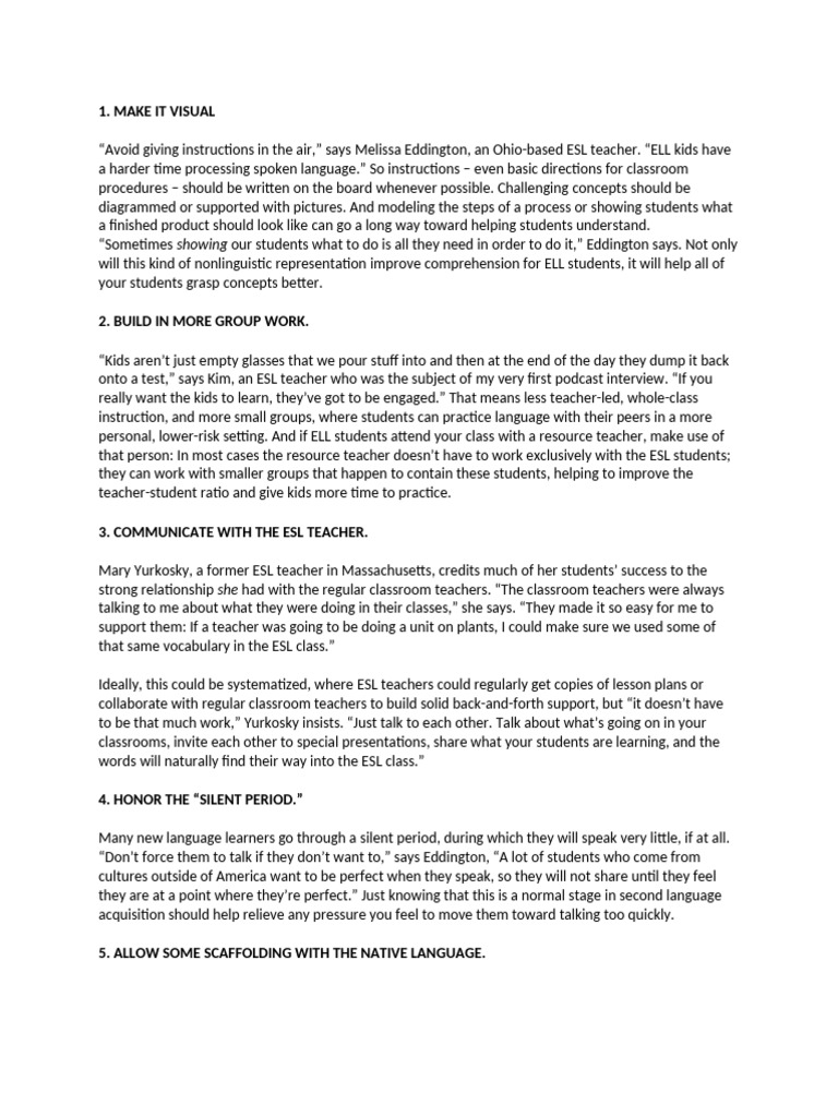 Make It Visual: Showing | PDF | Second Language | English As A Second ...