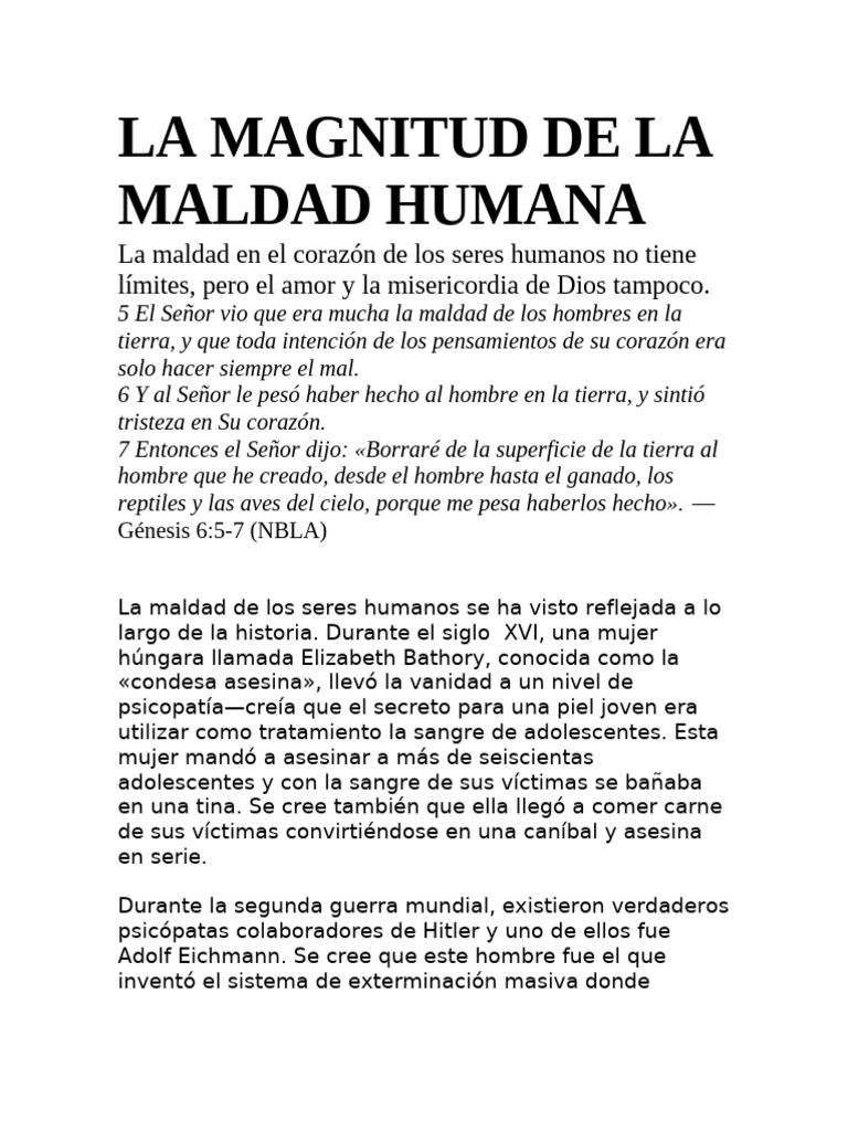 La Magnitud de La Maldad Humana | PDF | Pecado | Noé