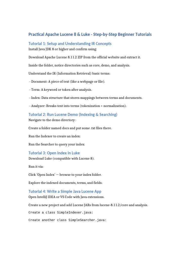 Practical Apache Lucene 8 Luke Tutorials | PDF