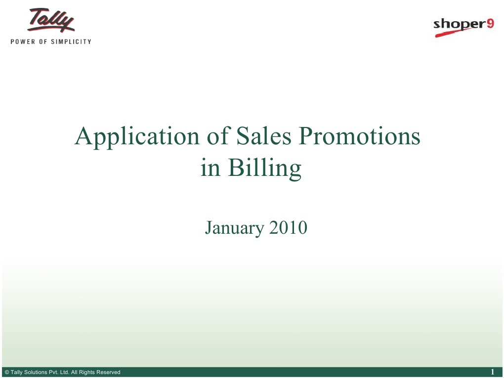Application of Sales Promotions in Billing: January 2010 | PDF ...