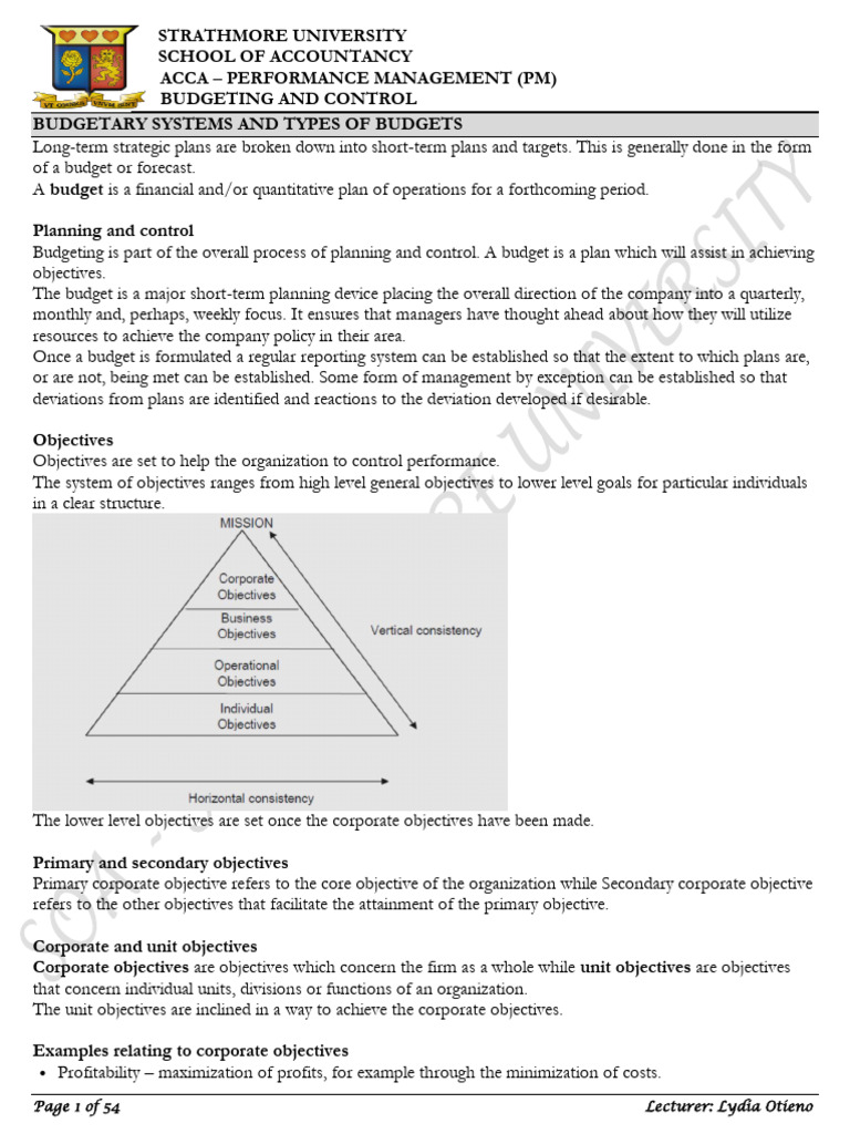 PM Handout - Budgeting and Control O23 | PDF | Budget | Business