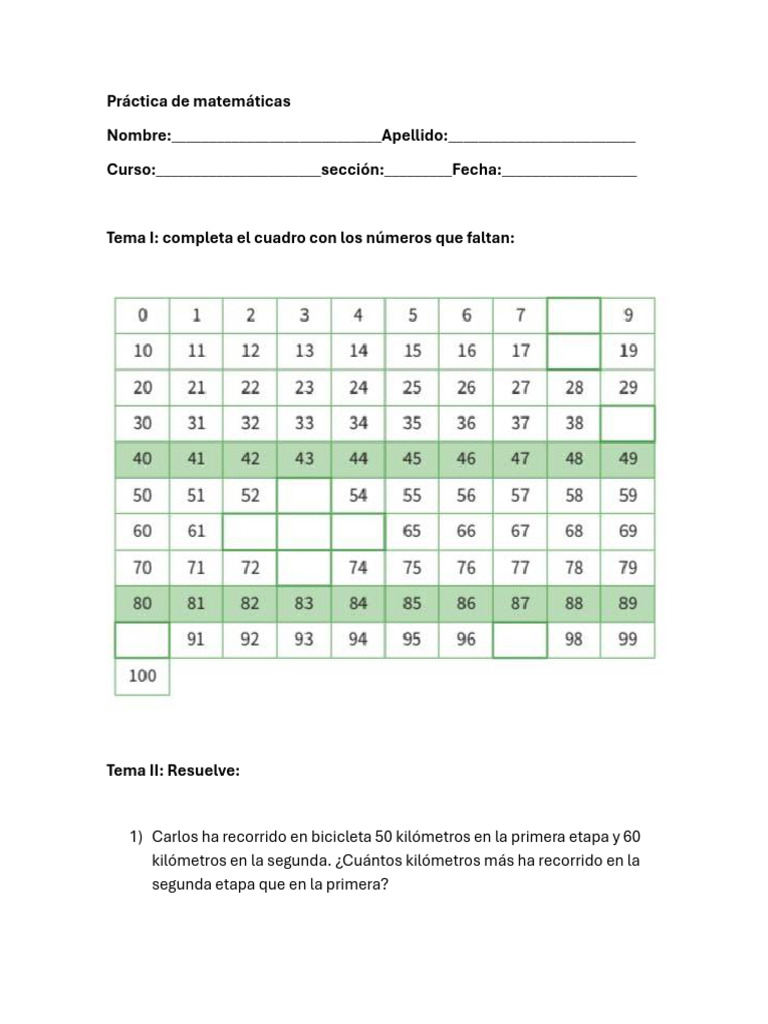 Práctica de Matemáticas | PDF
