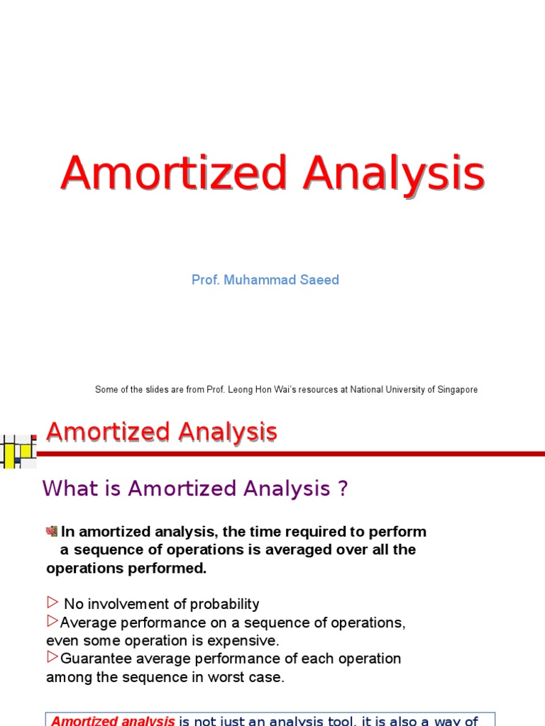 Amortized Analysis Prof Muhammad Saeed Pdf Algorithms And Data Structures Theory Of 