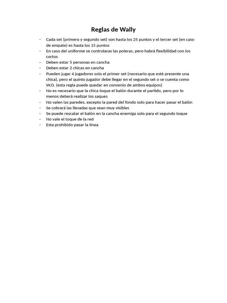 Reglas de Wally | PDF