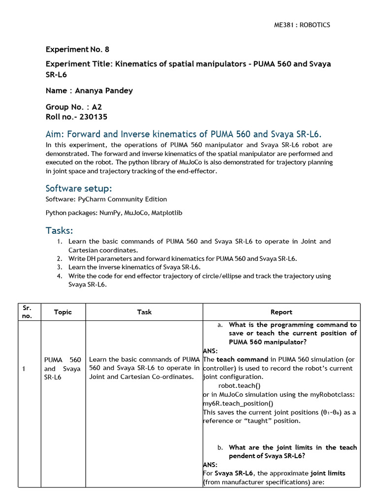 ME381 Assignment | PDF | Kinematics | Mechanics