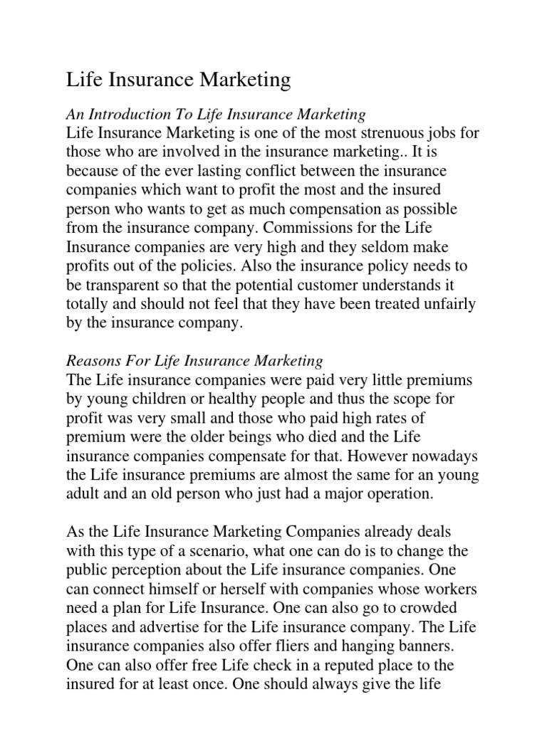 Life Insurance Marketing | PDF | Insurance | Life Insurance