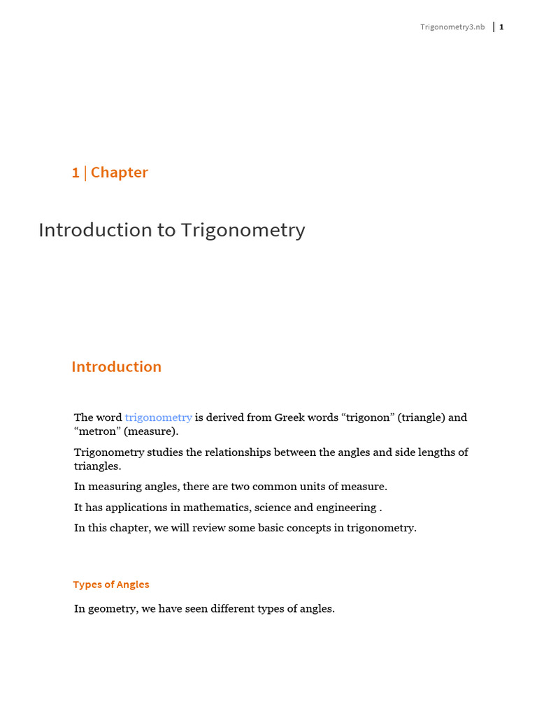 Lecture01 Trigonometry | PDF | Trigonometric Functions | Trigonometry