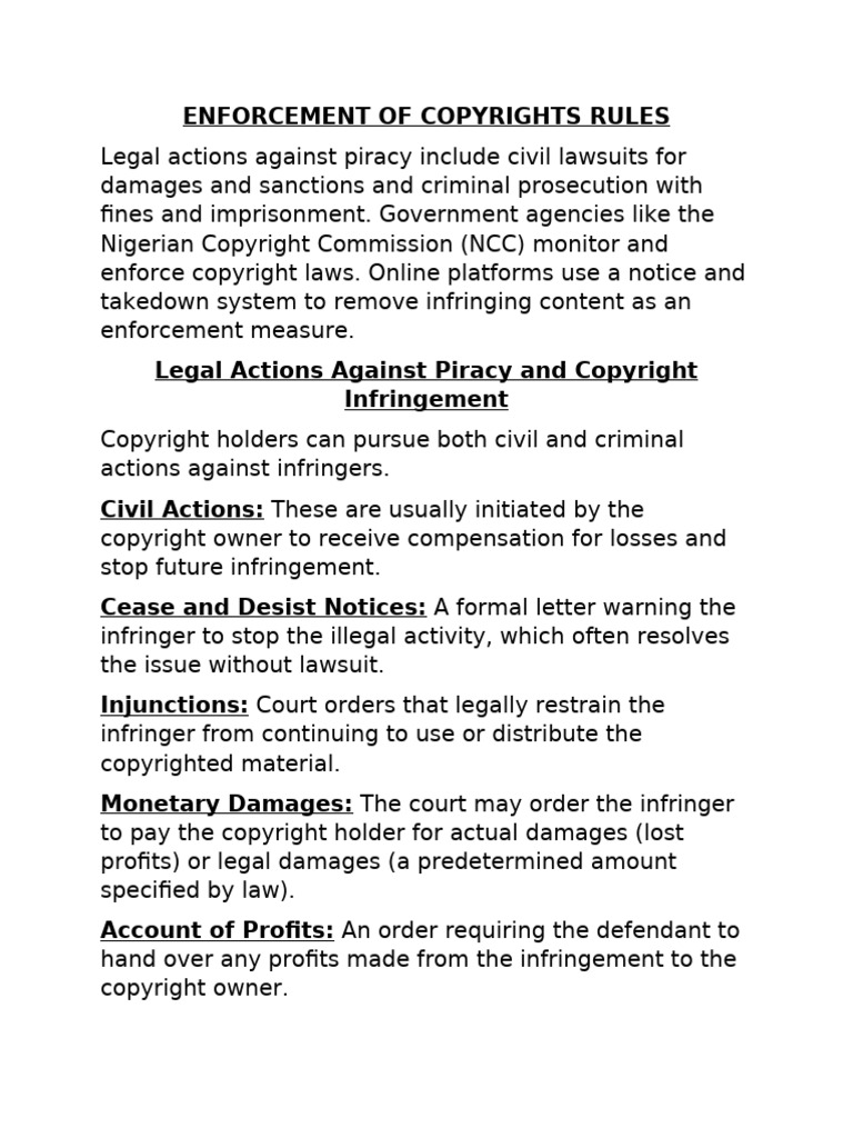 Enforcement of Copyrighrs Rules | PDF | Copyright Infringement ...